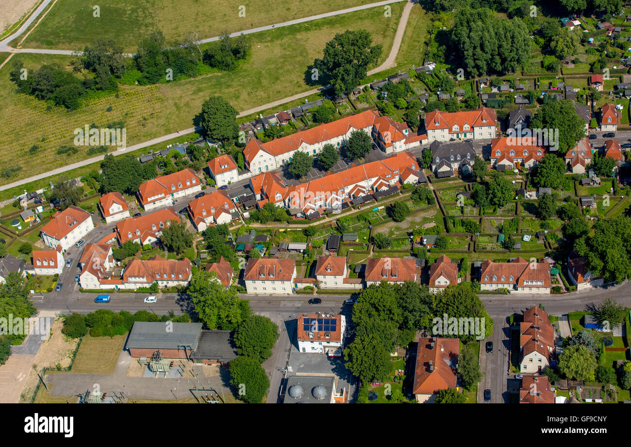 Aerial view, renovated colliery houses on the Rungenberg street and ...