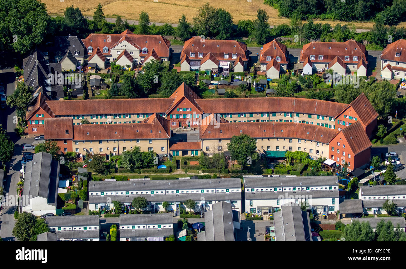 Aerial view, renovated colliery houses on the Rungenberg street and ...