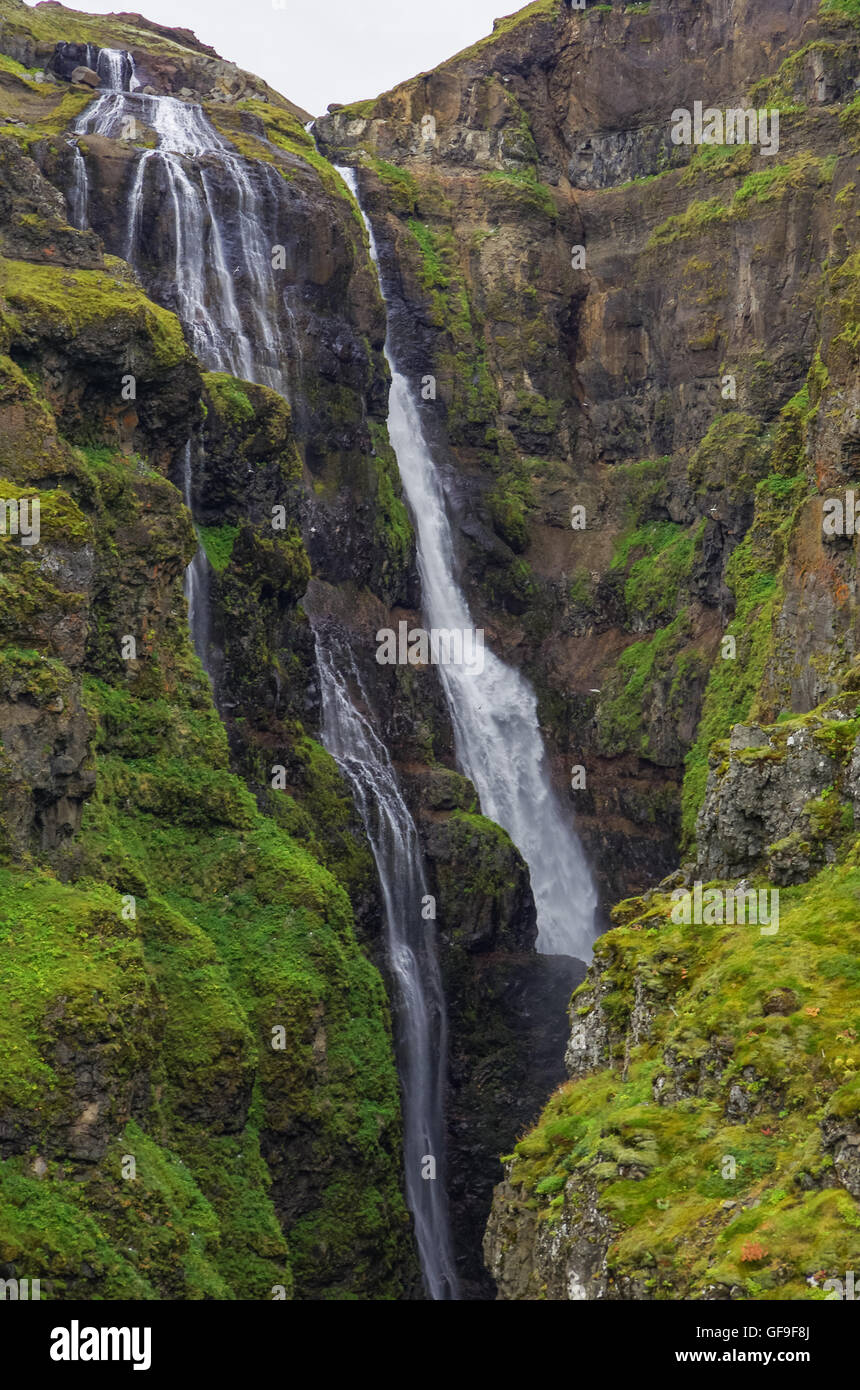 Scenic view of The Glymur Waterfall - second highest waterfall of ...