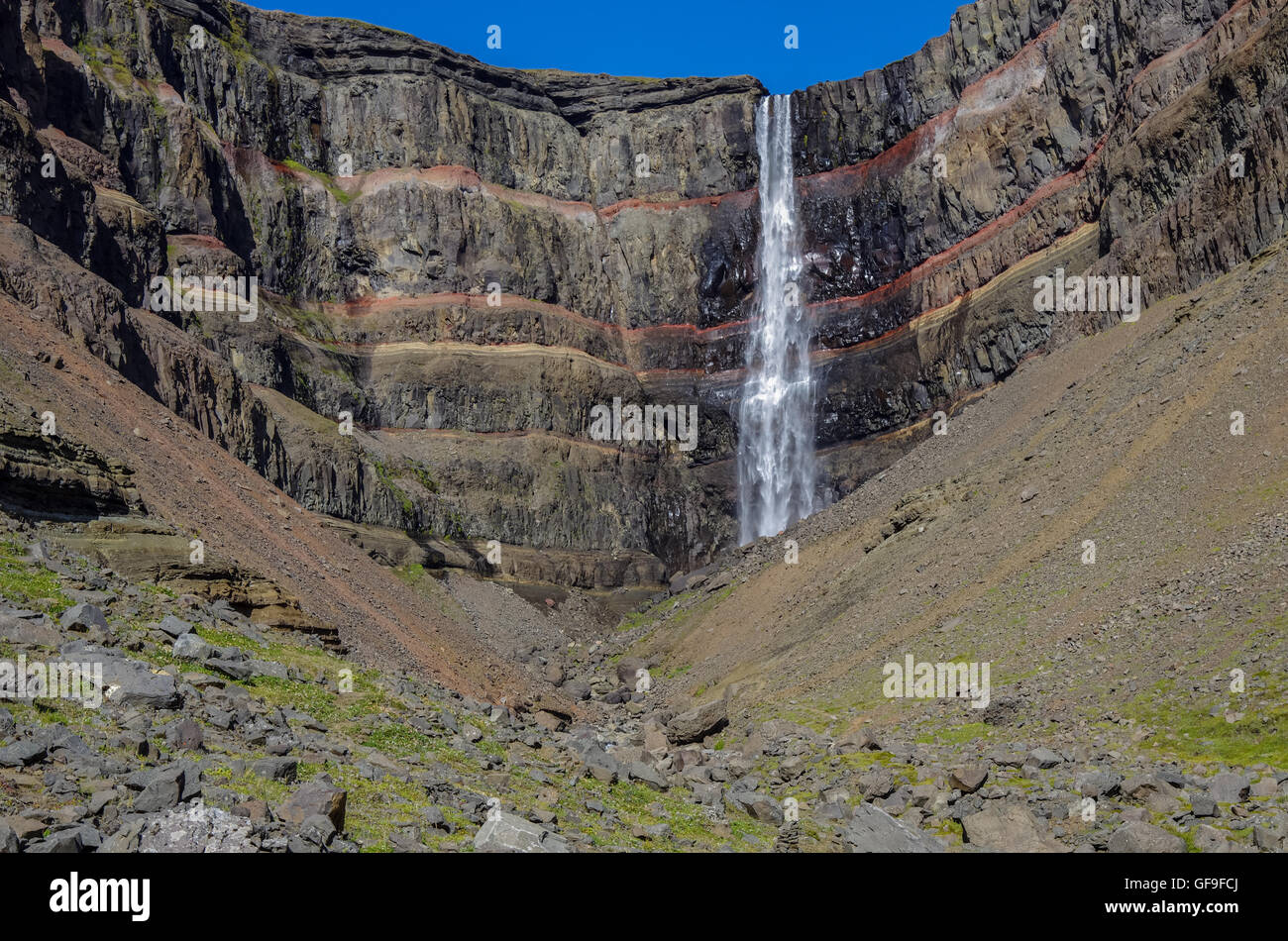 Hengifoss is the second highest waterfall on Iceland. The most special ...
