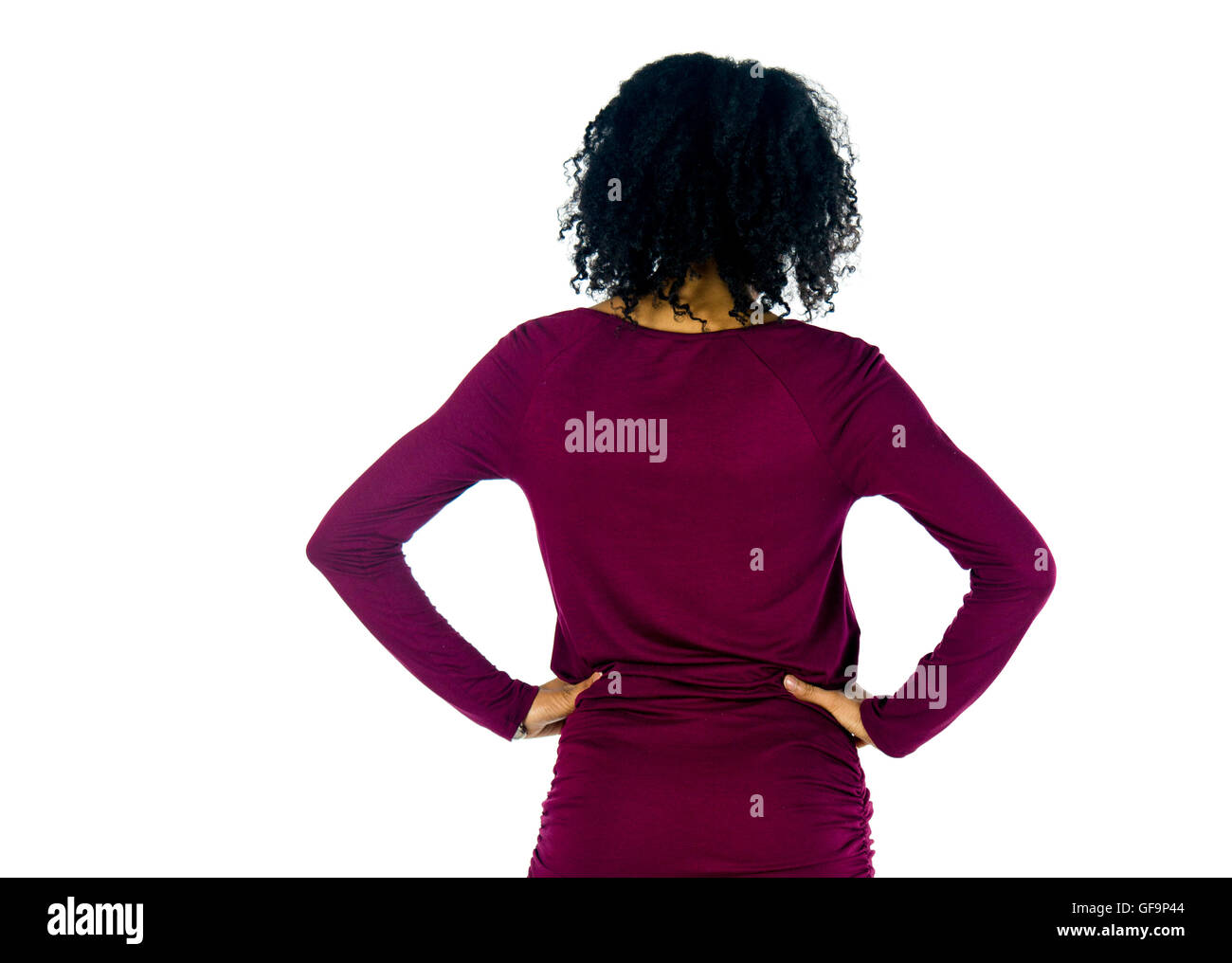 female model attractive woman on plein background with copy space rear ...