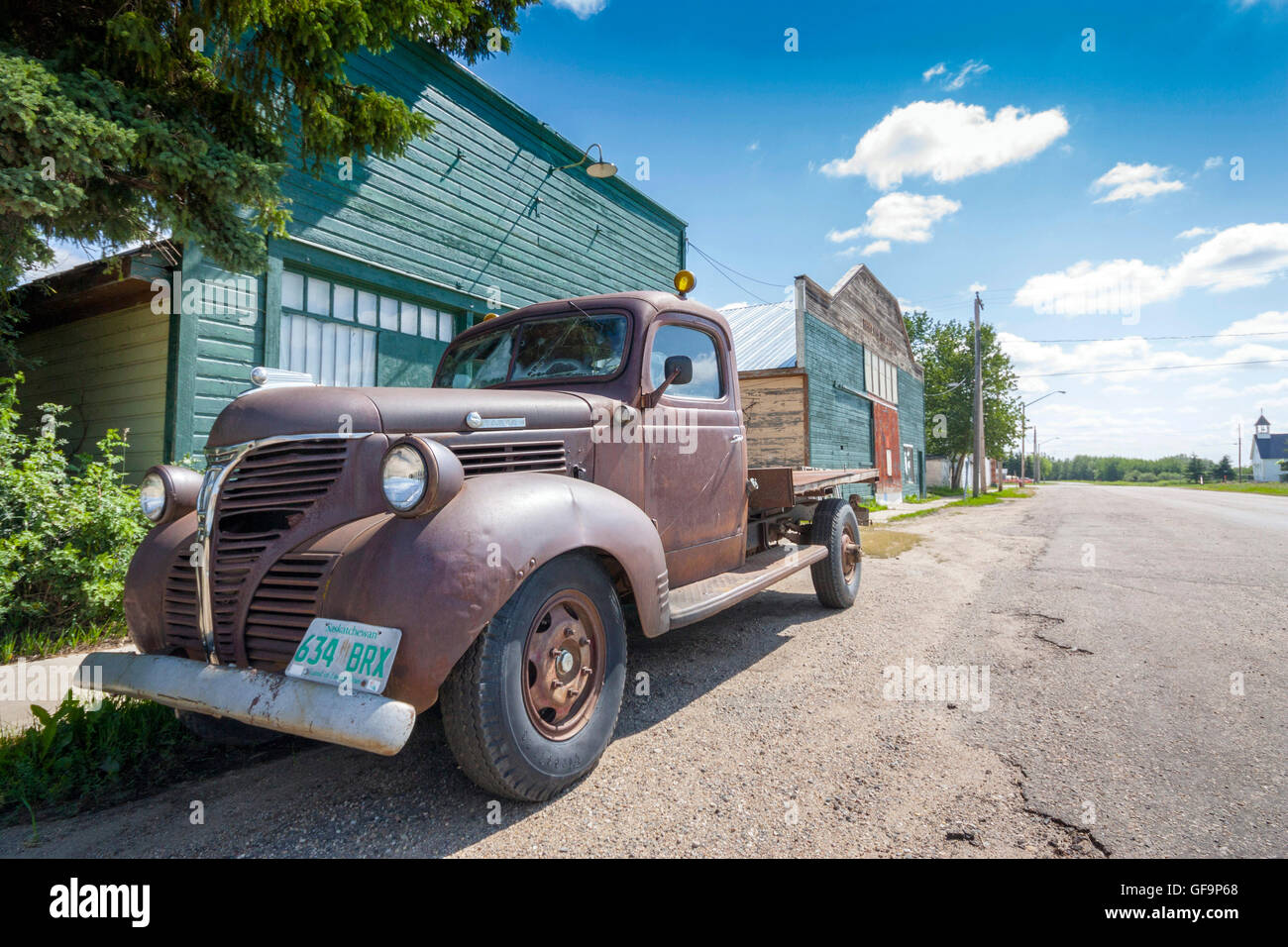rusty vintage Fargo (Dodge) truck in street Saskatchewan Canada Stock ...