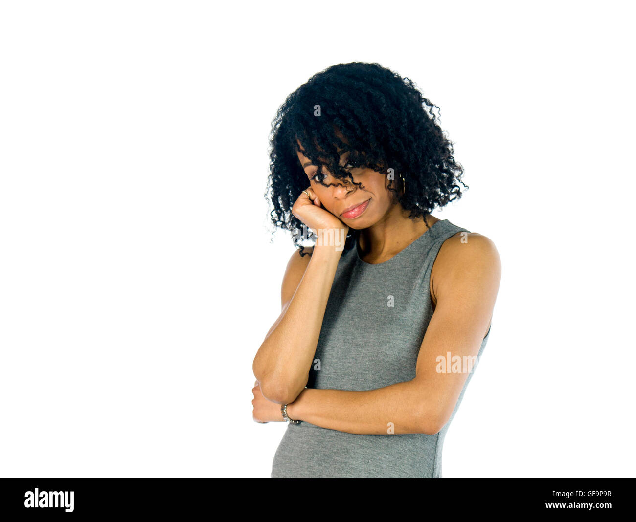 female model attractive woman on plein background with copy space ...