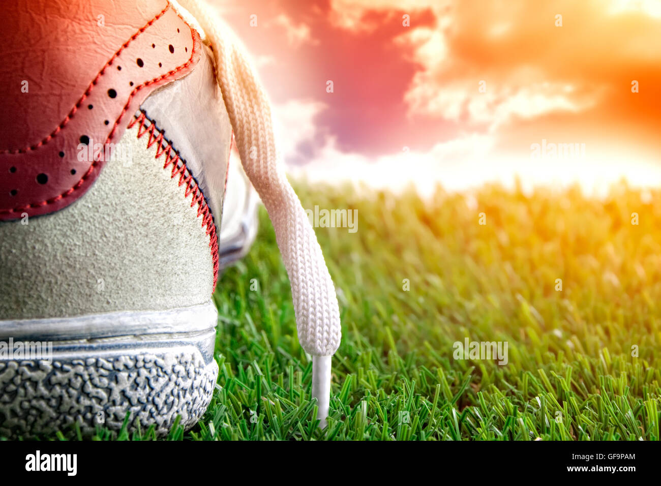 Sport shoe waiting at sunset Stock Photo - Alamy