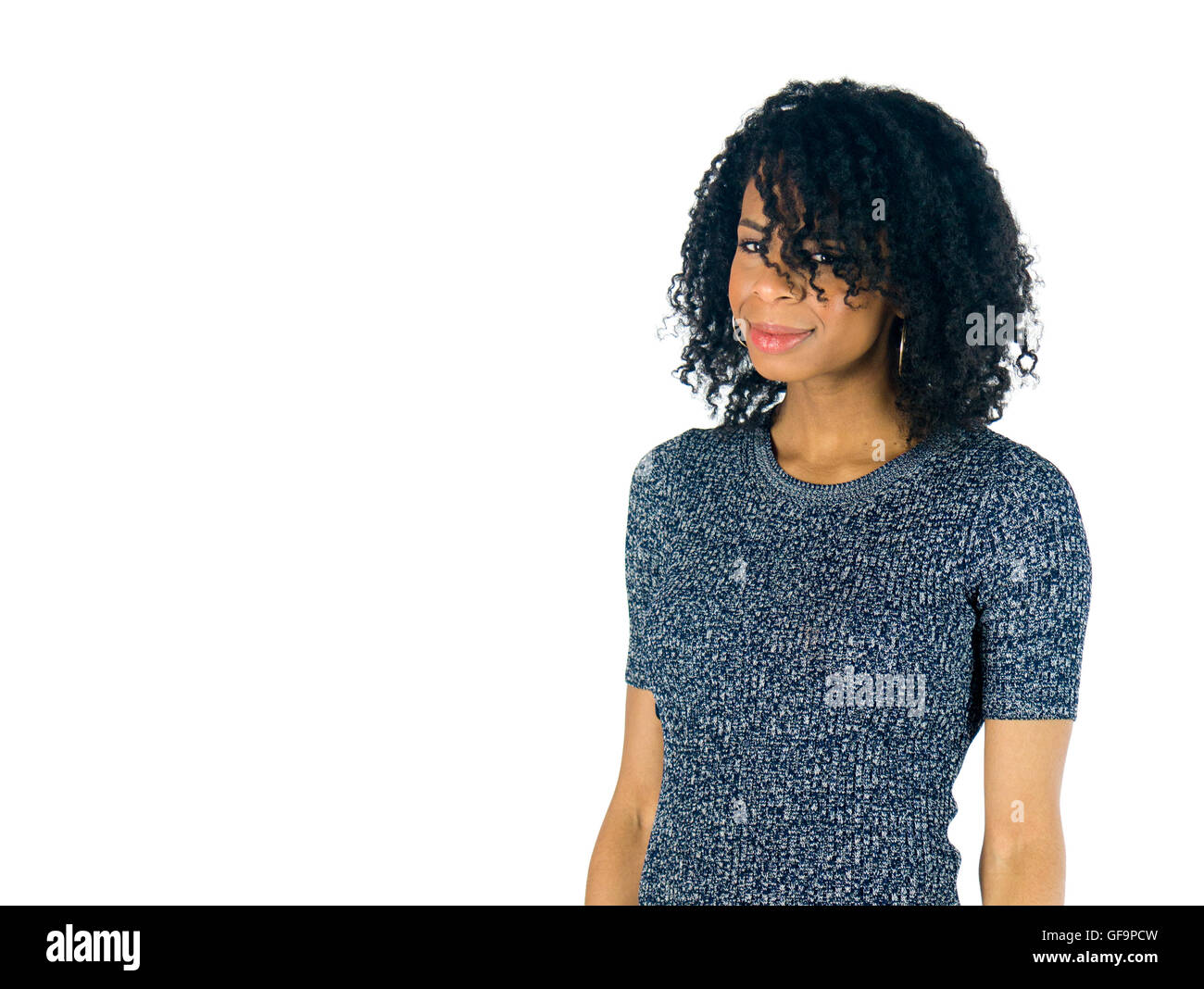 female model attractive woman on plein background with copy space upset ...