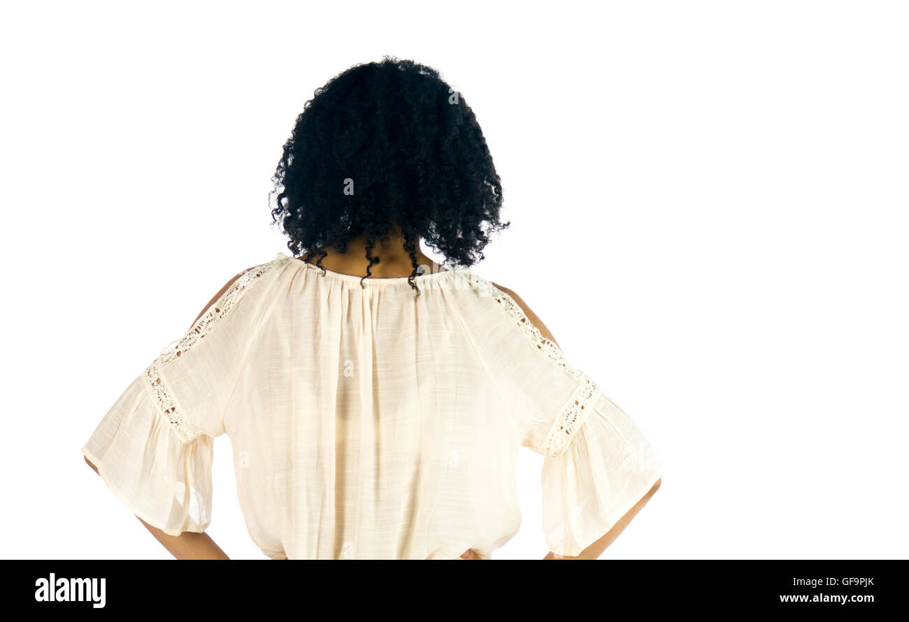 female model attractive woman on plein background with copy space rear ...