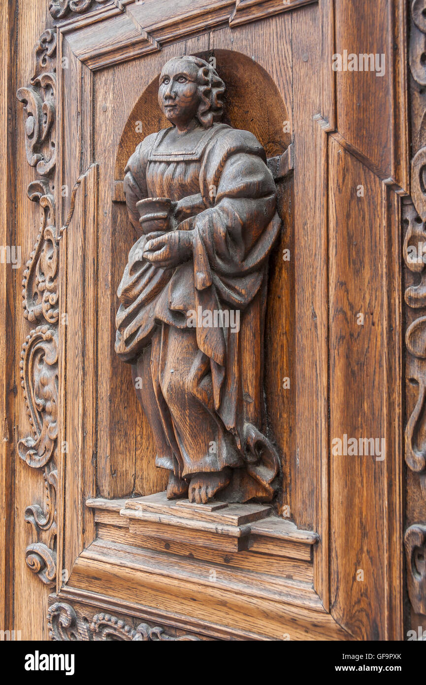 A bas-relief sculpture on a medieval door in Tallinn Stock Photo - Alamy