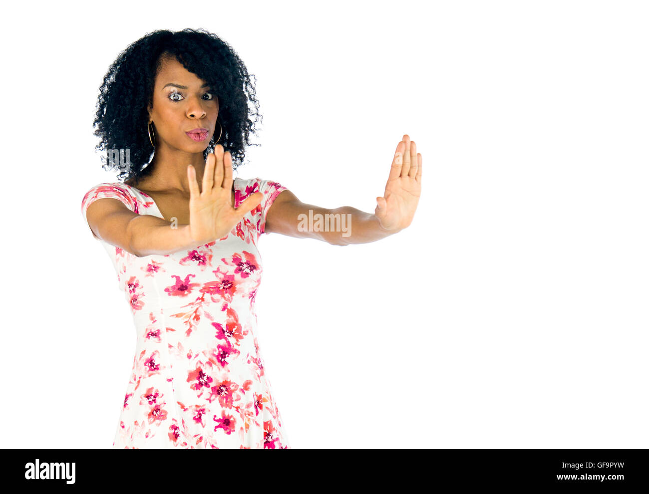 Stop hand gesture female hand Cut Out Stock Images & Pictures - Alamy