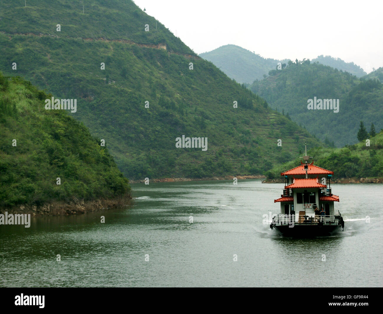 Passing a small tourist boat on Shennong Stream, a tributary of the ...
