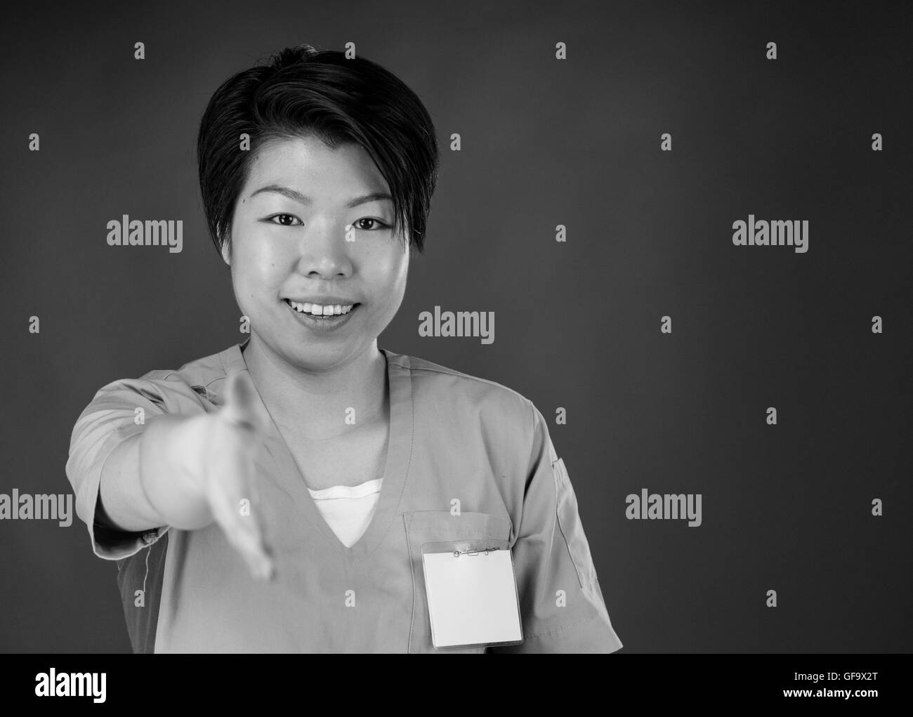 female model attractive woman on plain background with copy space ...