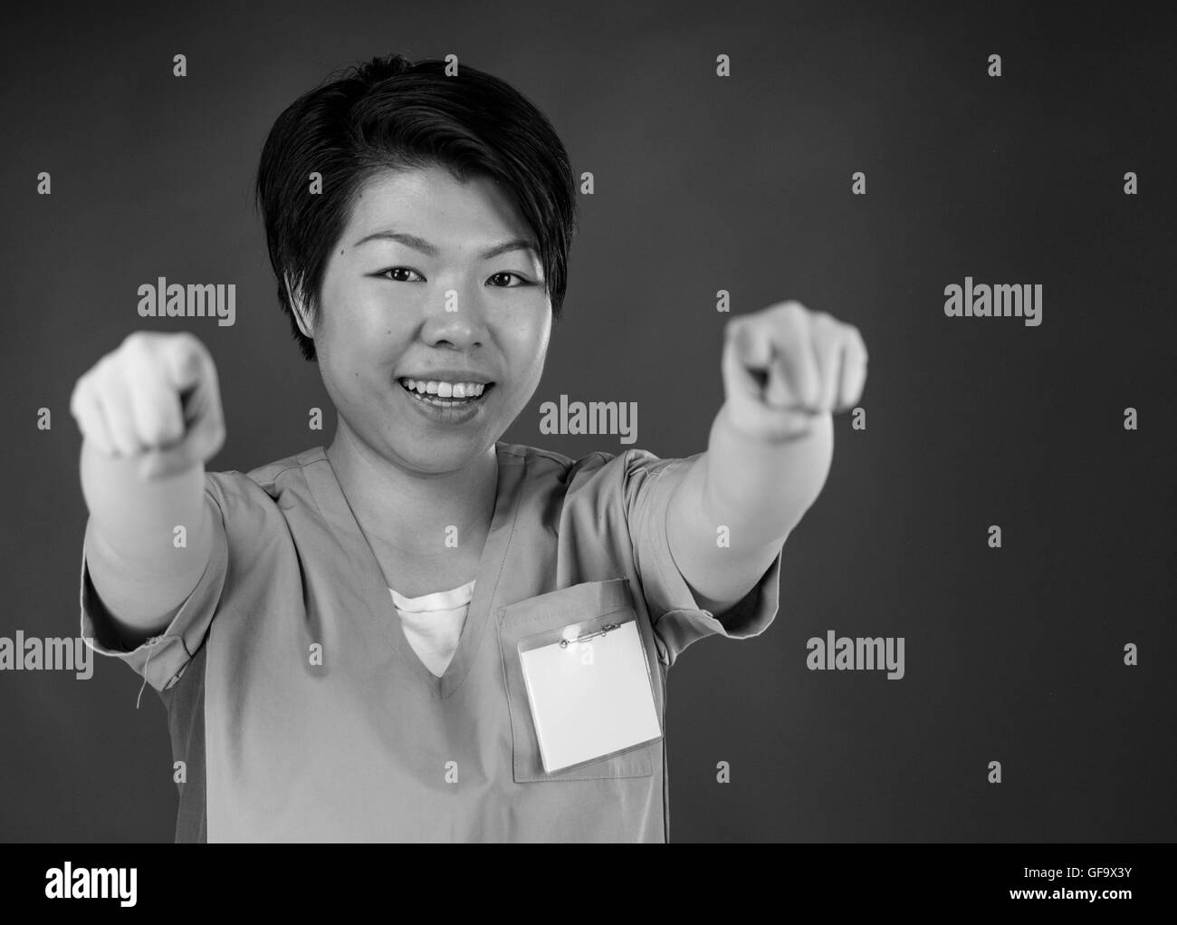 female model attractive woman on plain background with copy space ...