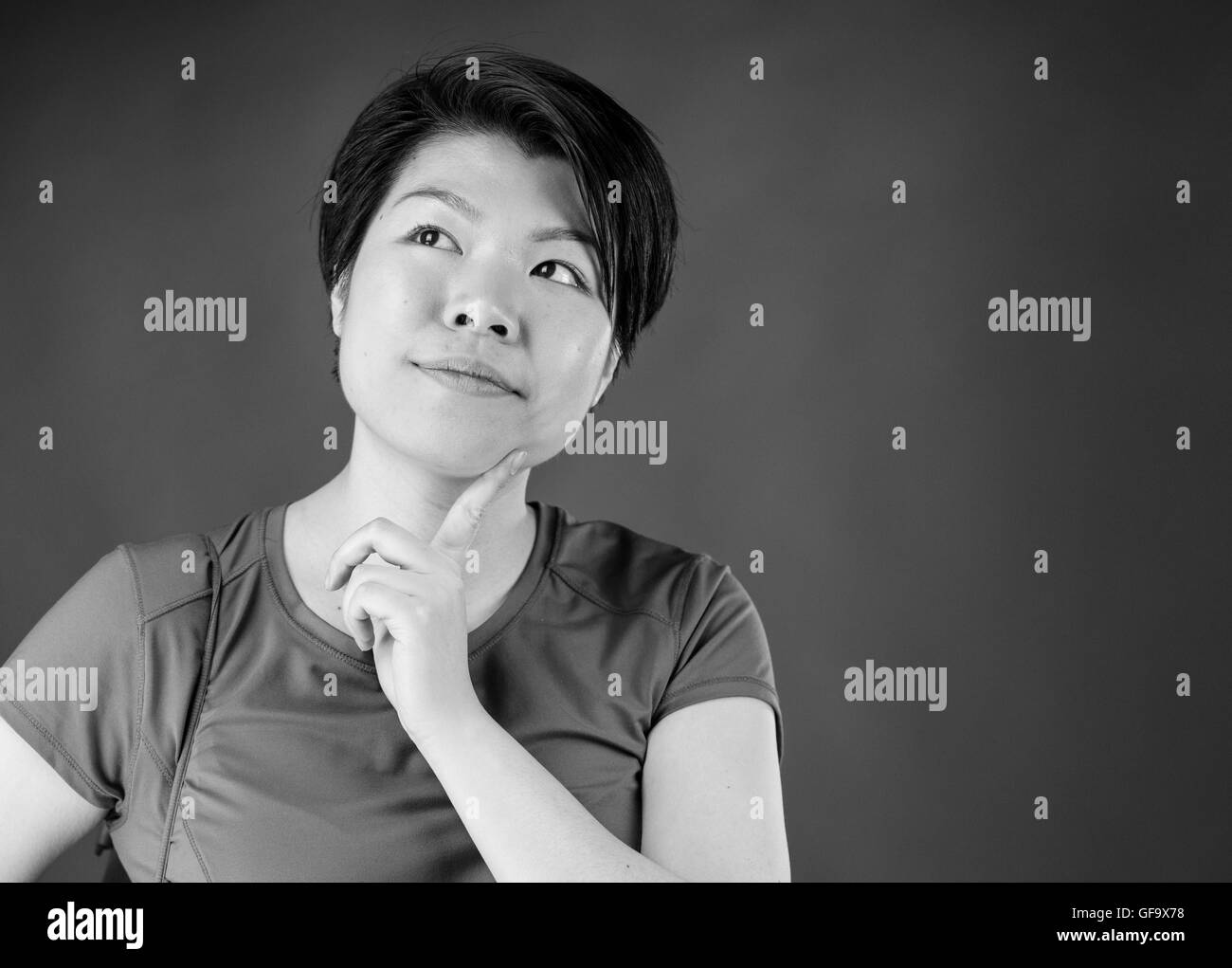 female model attractive woman on plain background with copy space ...