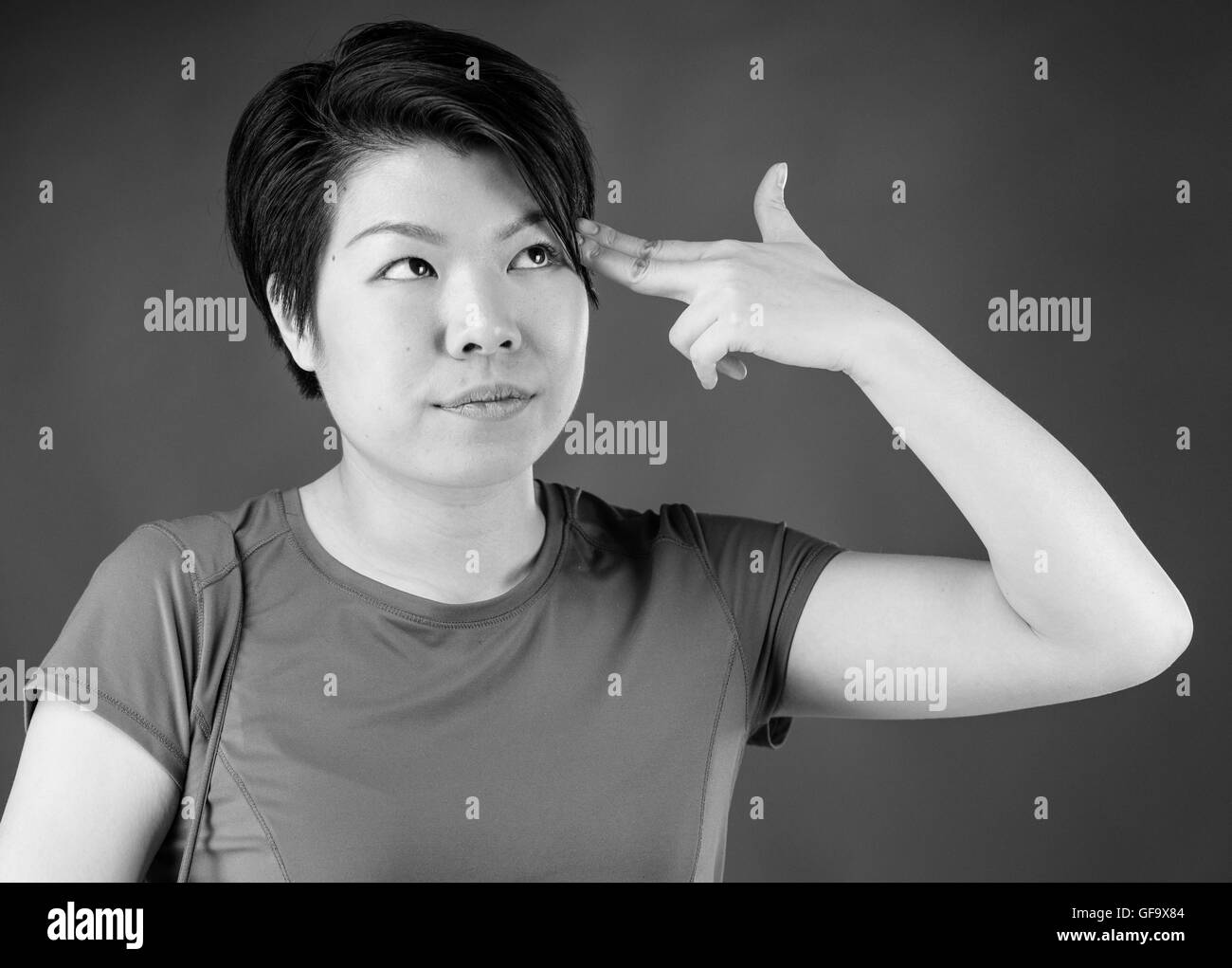 female model attractive woman on plain background with copy space ...