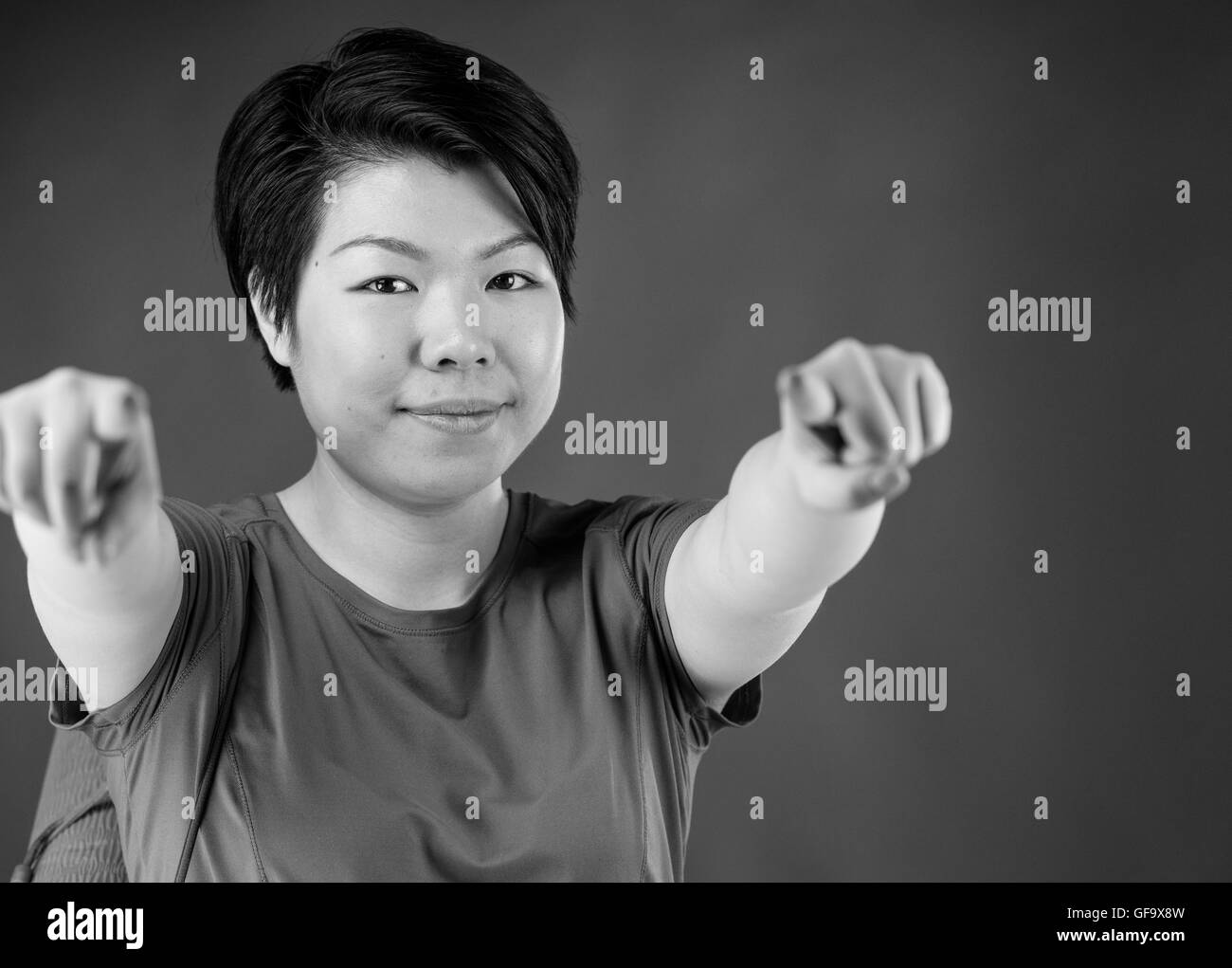 female model attractive woman on plain background with copy space ...