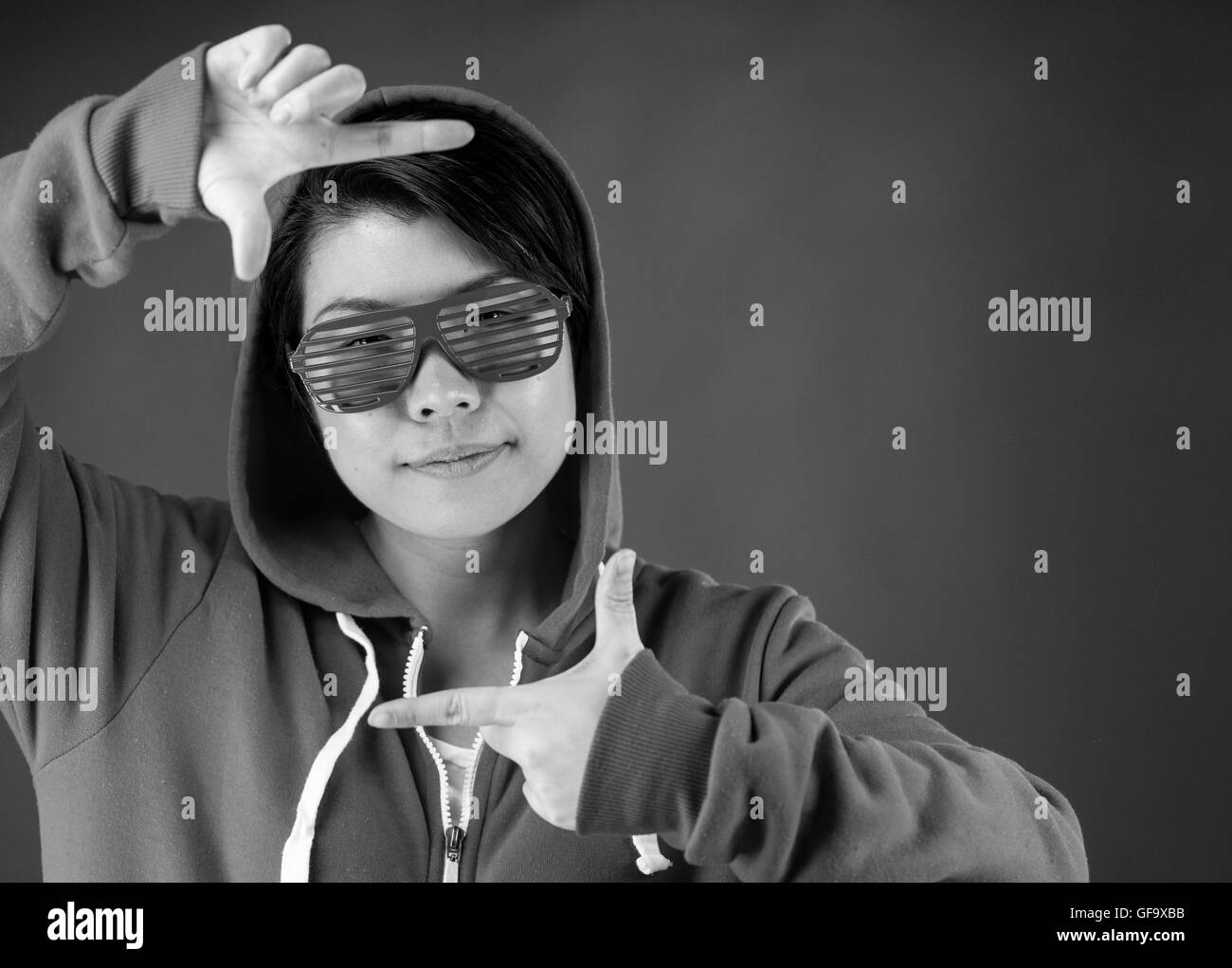 female model attractive woman on plain background with copy space ...