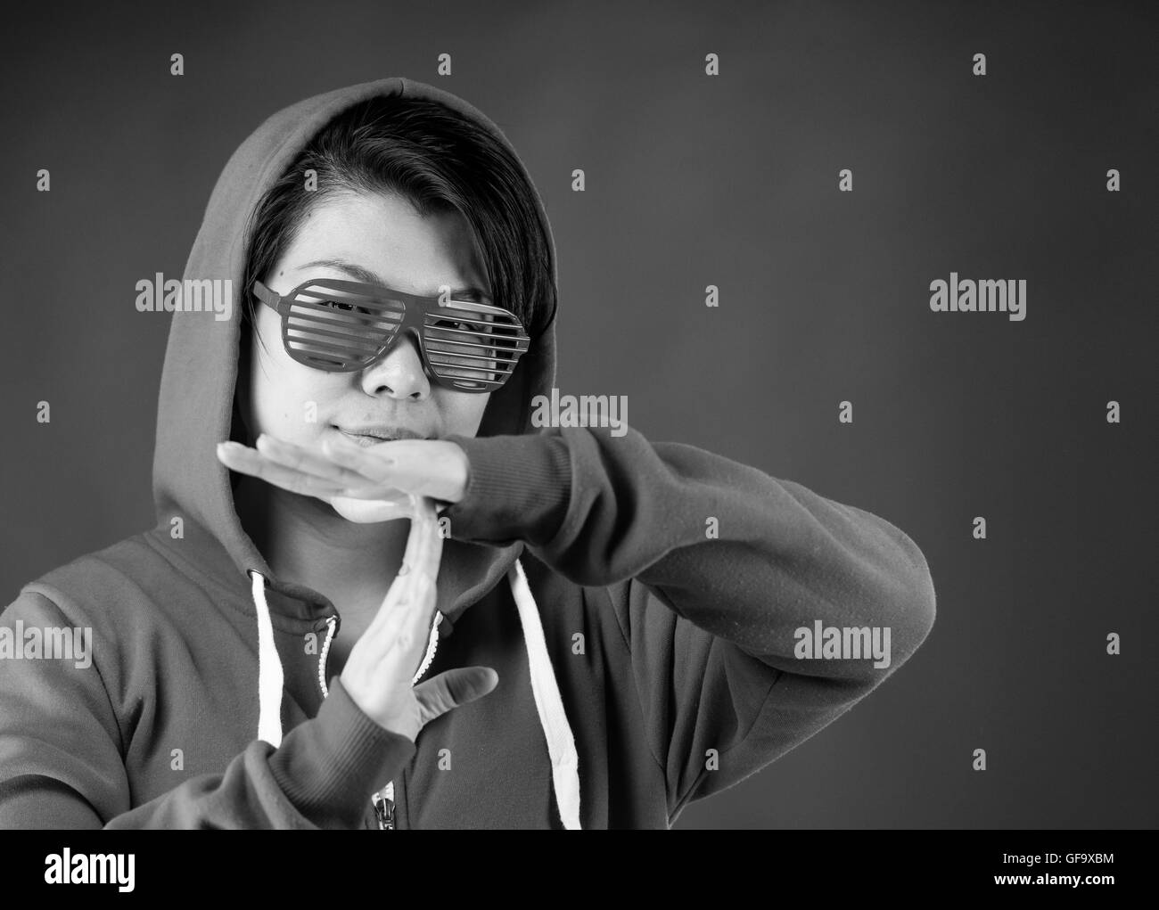 female model attractive woman on plain background with copy space time ...