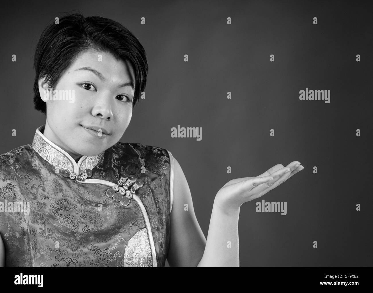 female model attractive woman on plain background with copy space ...