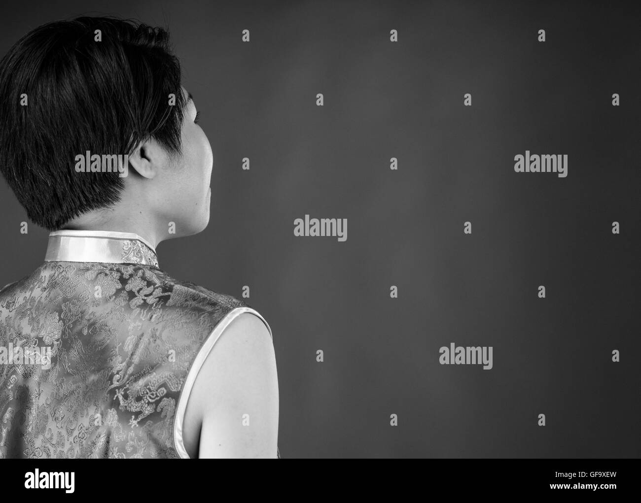 female model attractive woman on plain background with copy space ...