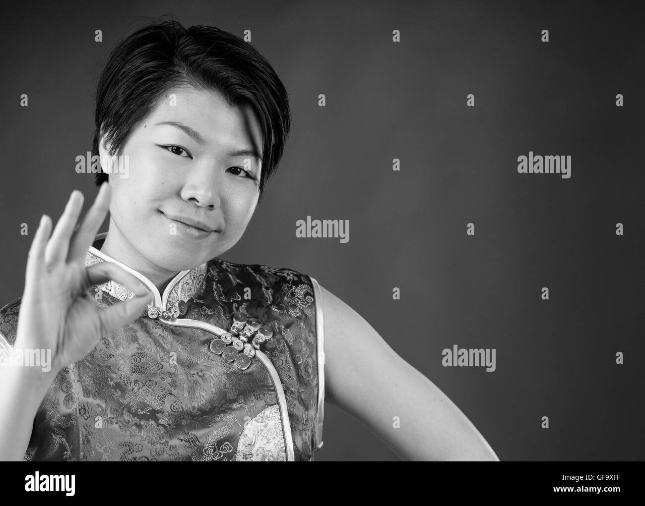 female model attractive woman on plain background with copy space ...