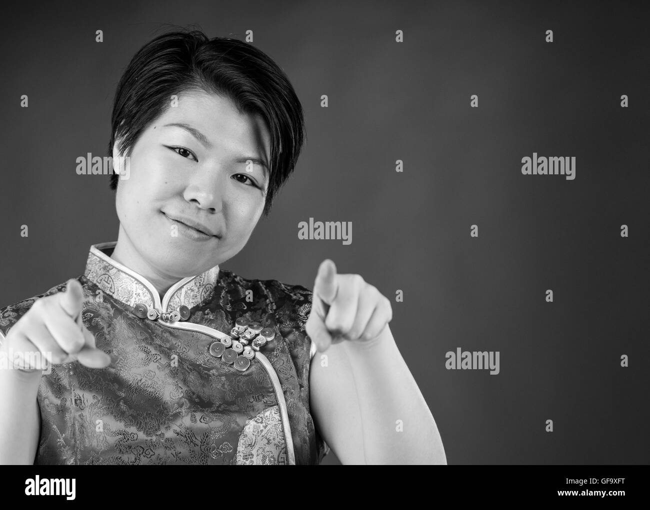 female model attractive woman on plain background with copy space ...