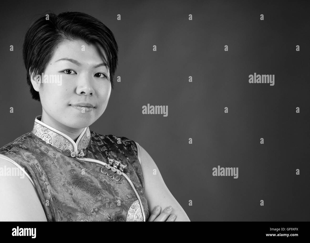 female model attractive woman on plain background with copy space ...