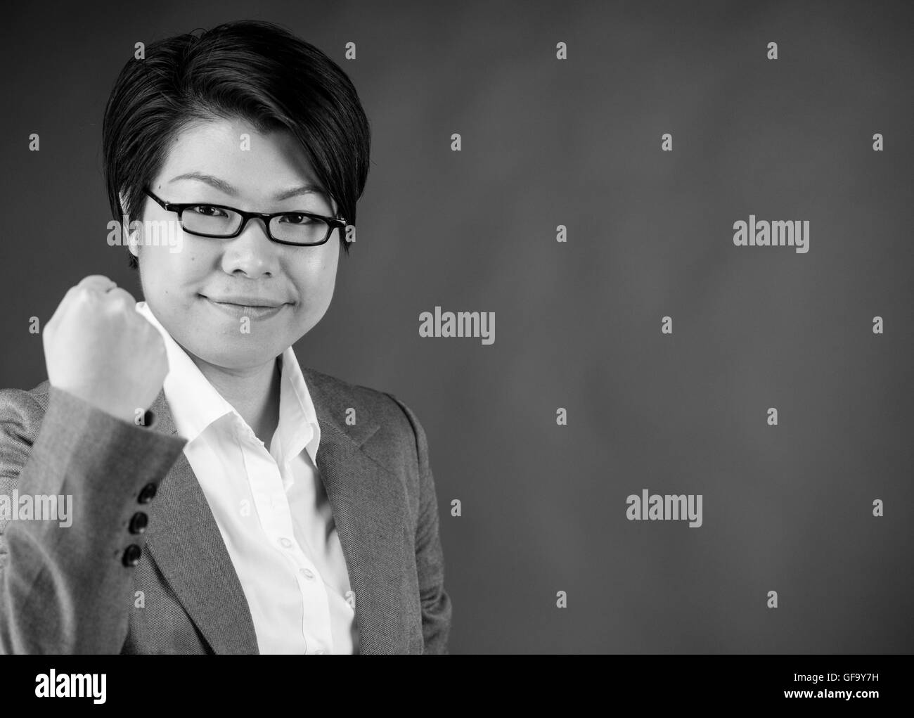 female model attractive woman on plain background with copy space upset ...