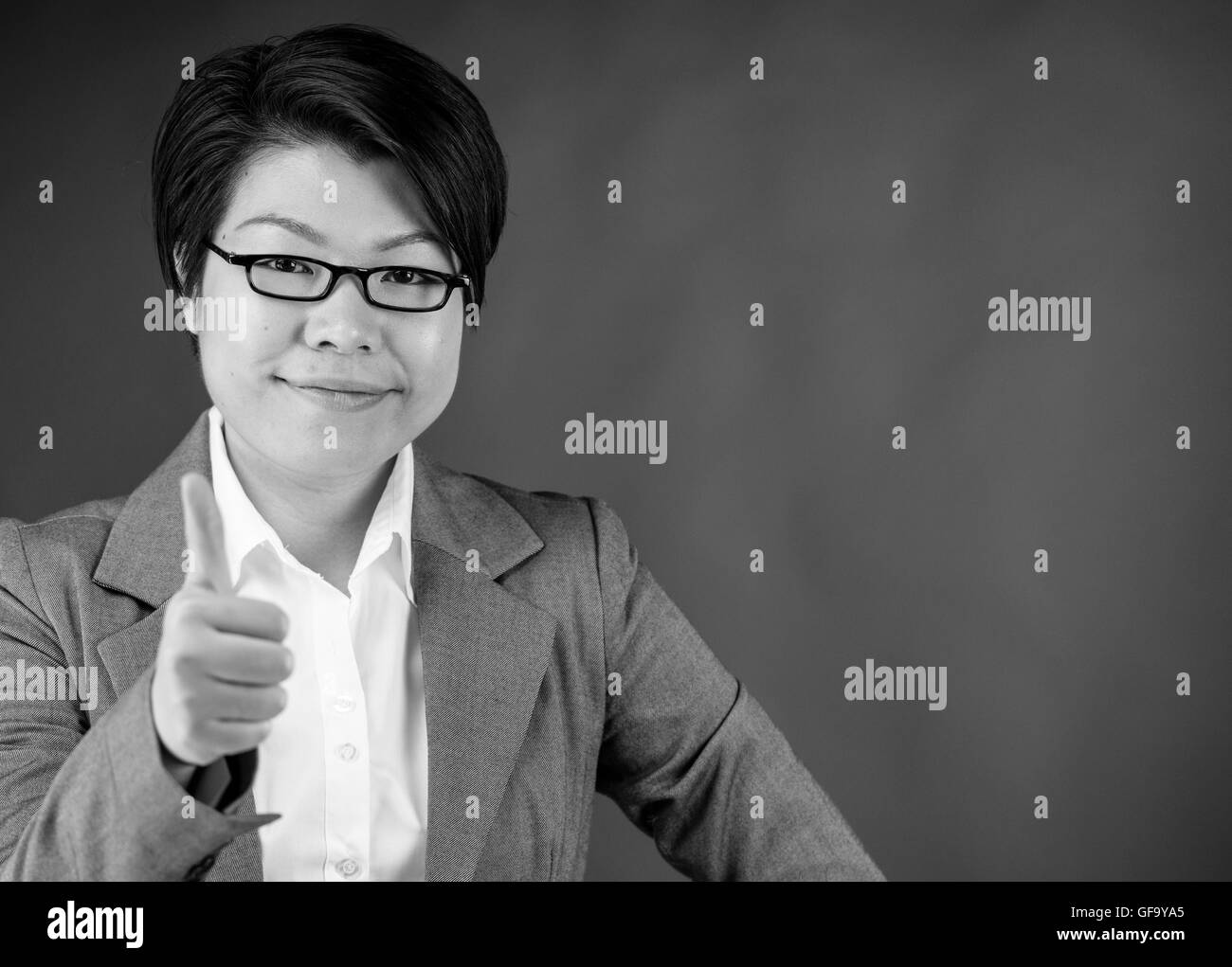 Happy adult person plain background Black and White Stock Photos ...