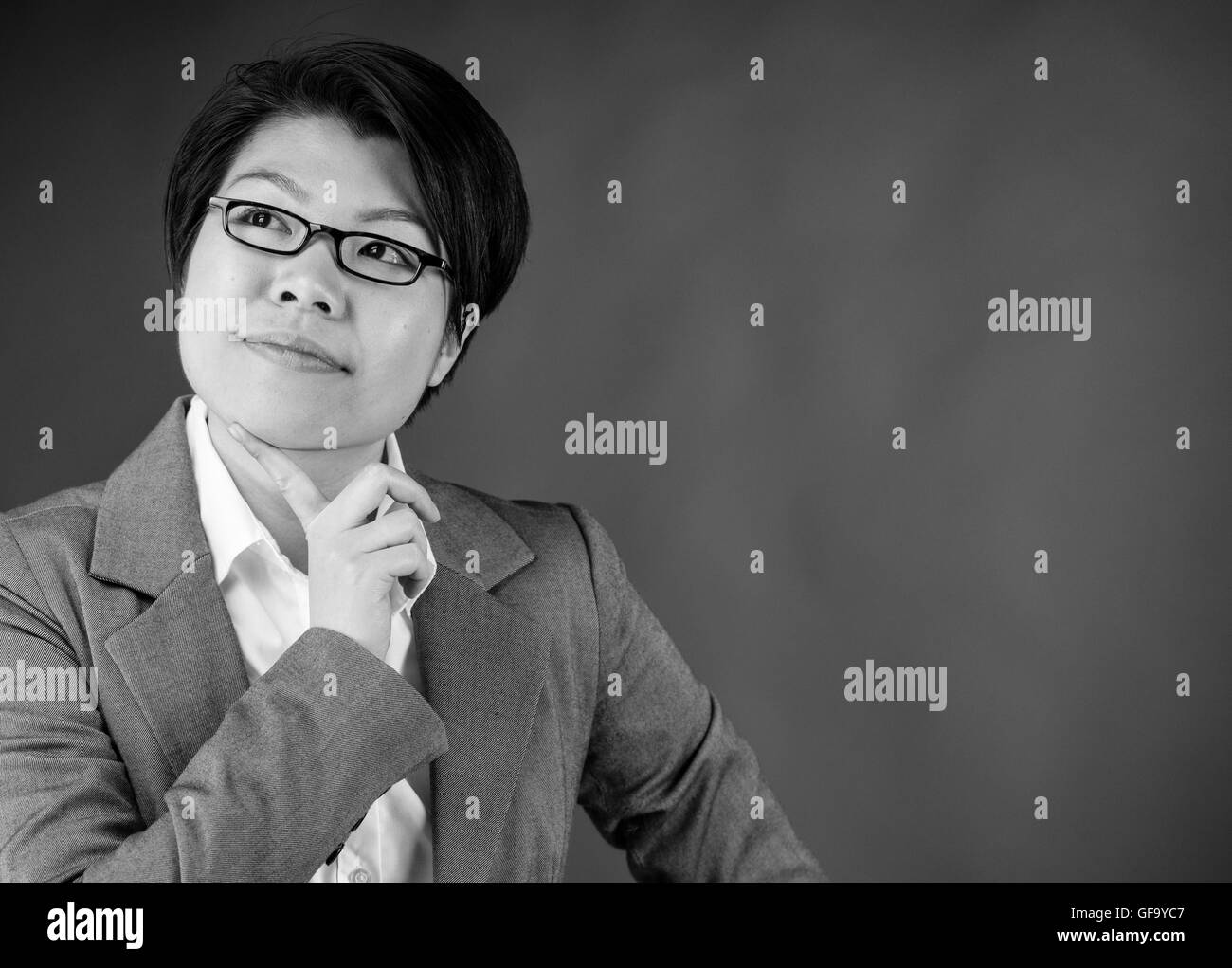 female model attractive woman on plain background with copy space ...