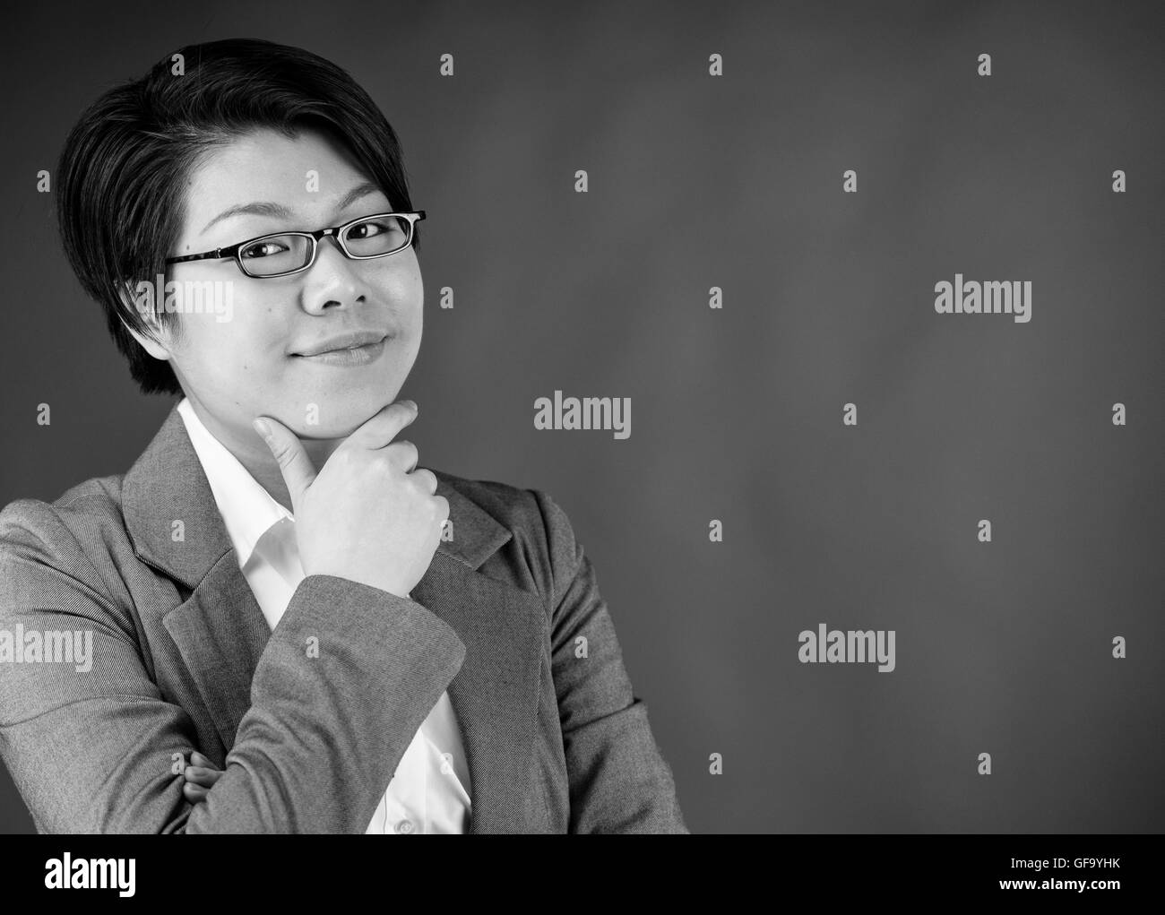 female model attractive woman on plain background with copy space ...