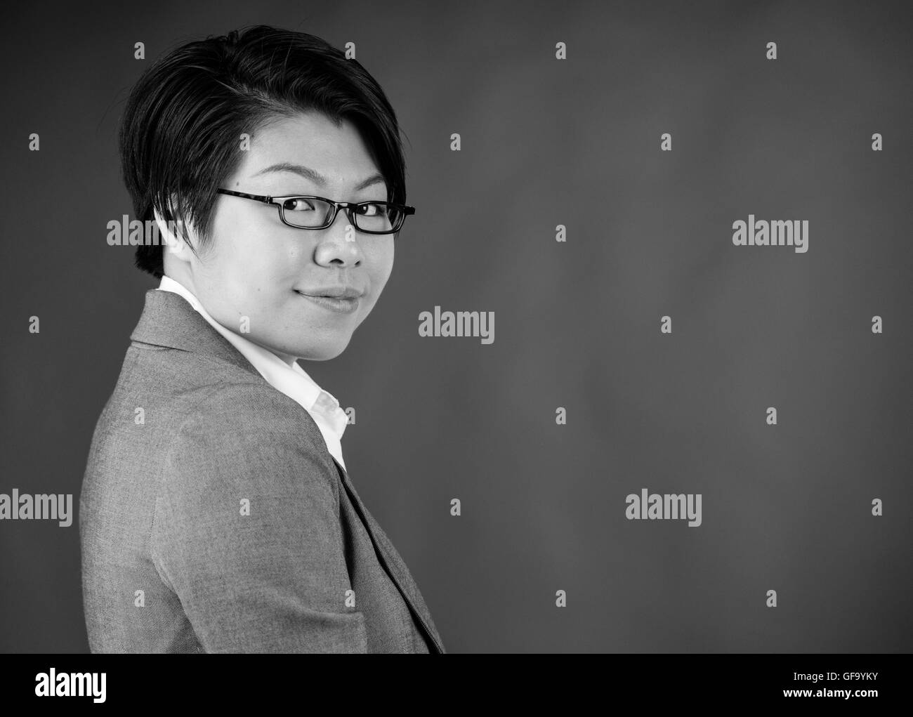 female model attractive woman on plain background with copy space ...