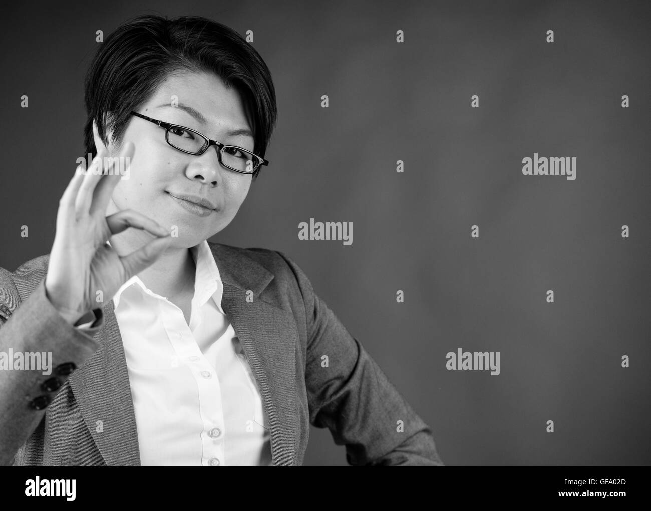 female model attractive woman on plain background with copy space ...