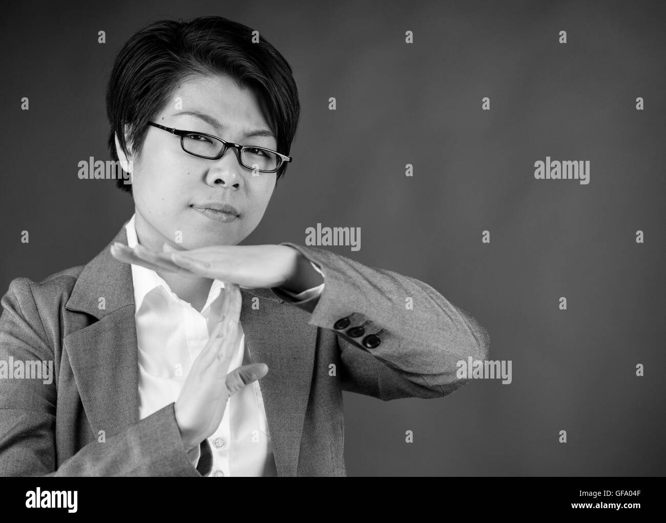 female model attractive woman on plain background with copy space time ...