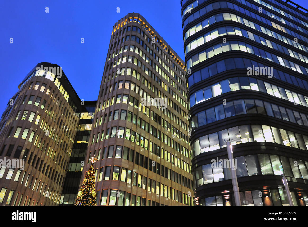Office buildings at night, Moscow Stock Photo - Alamy