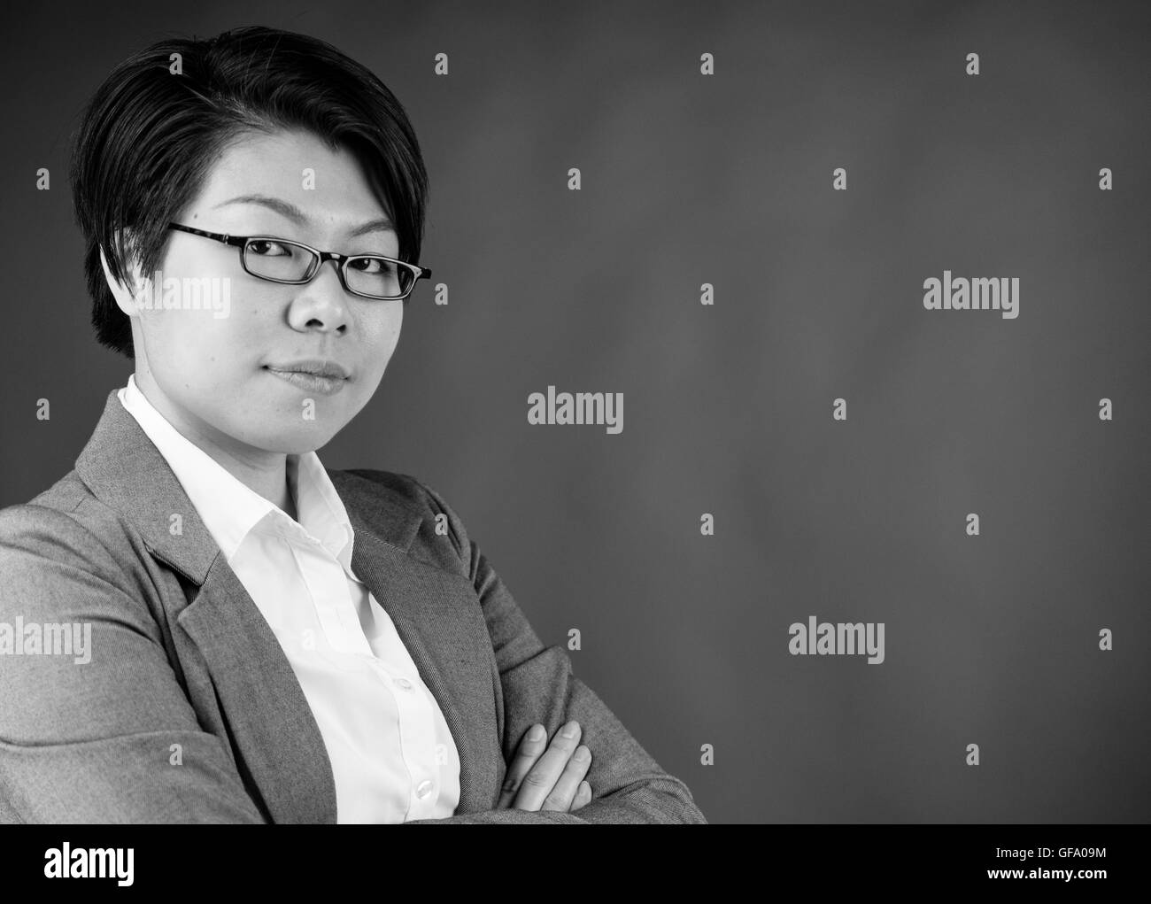 female model attractive woman on plain background with copy space ...