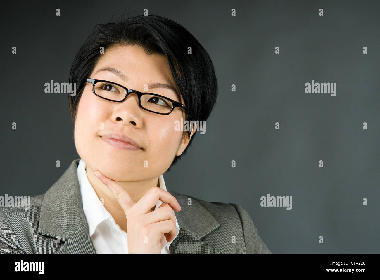 female model attractive woman on plain background with copy space ...