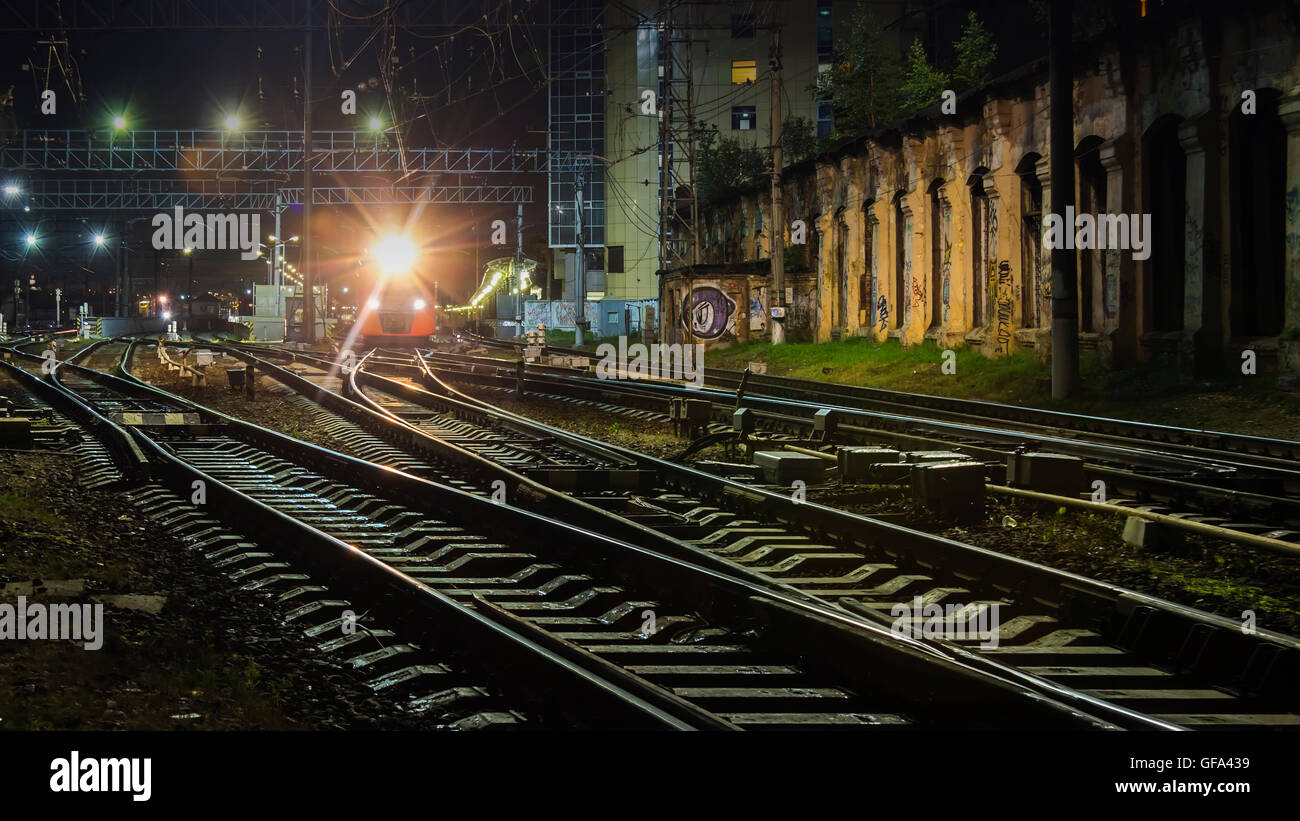 railroad train fast motion Stock Photo - Alamy