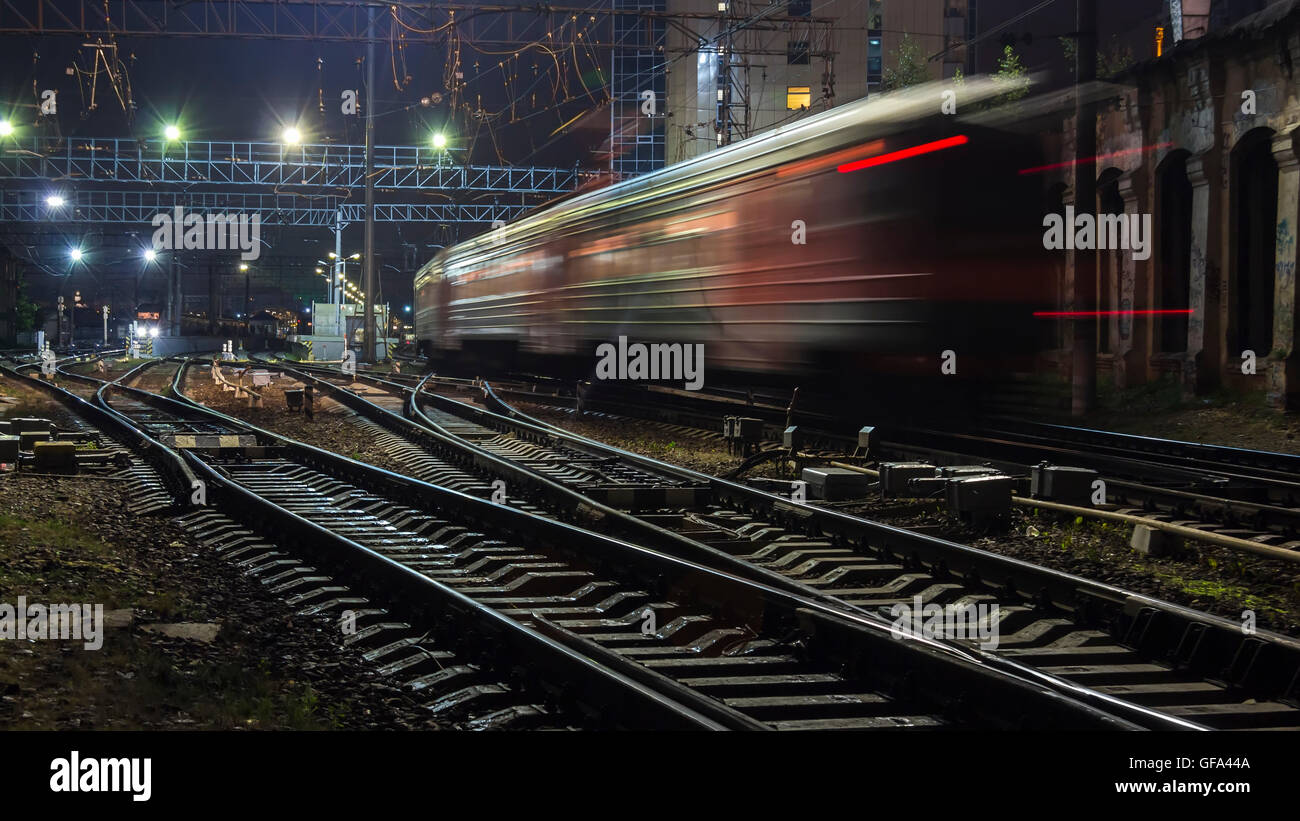 railroad train fast motion Stock Photo - Alamy