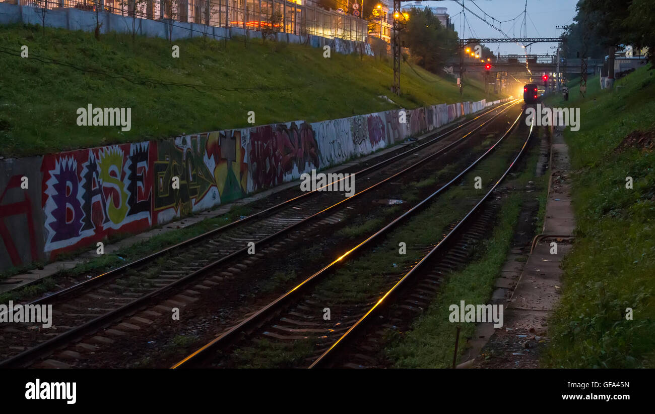 railroad train fast motion Stock Photo - Alamy