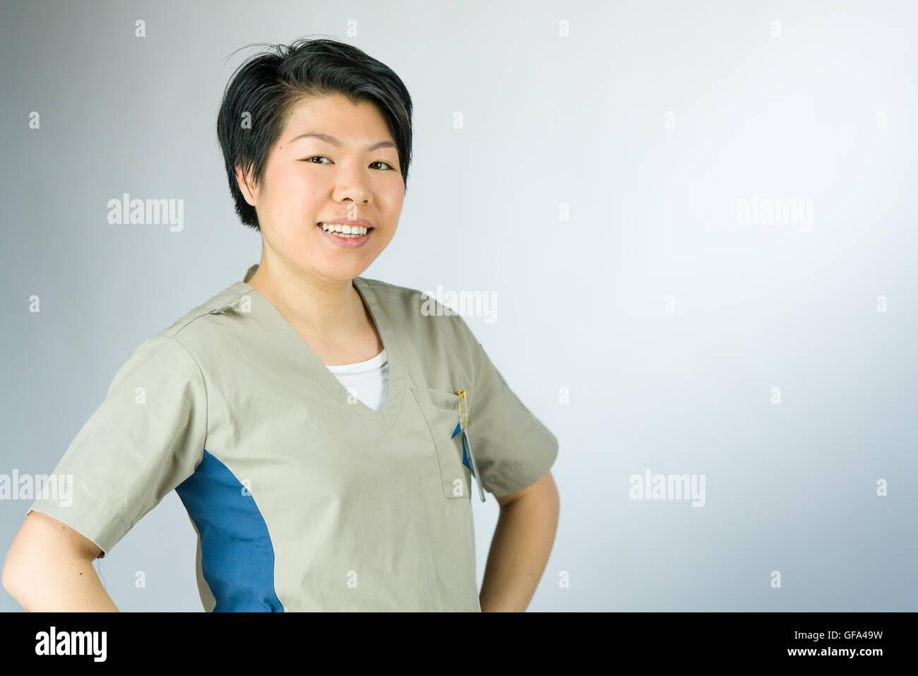 female model attractive woman on plain background with copy space ...