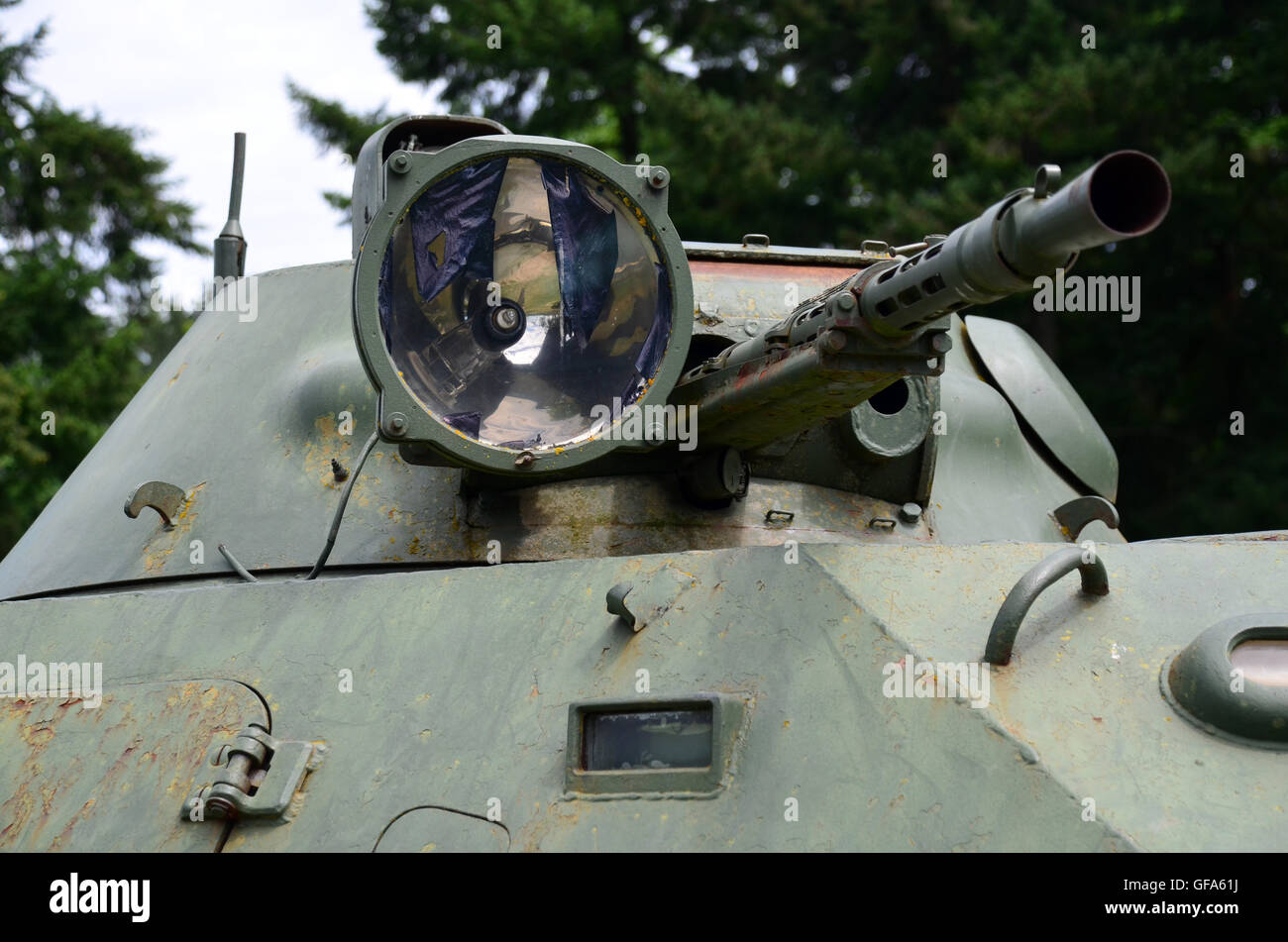 Detail of vintage tank gun Stock Photo - Alamy