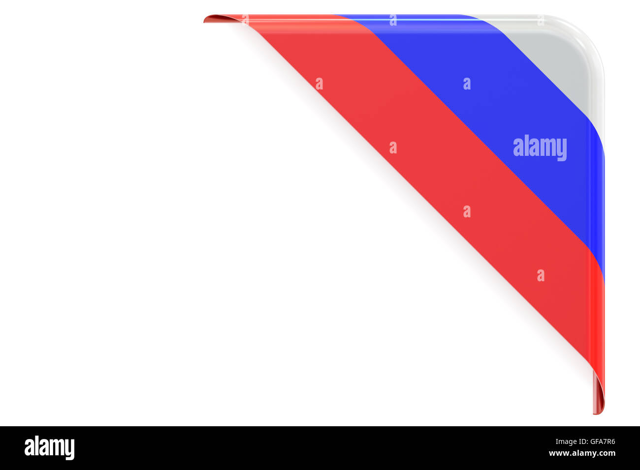 Russian flag corner, button, label. 3D rendering isolated on white ...
