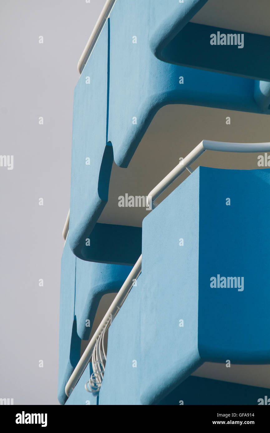 Picture of blue balcony building architecture close-up Stock Photo - Alamy