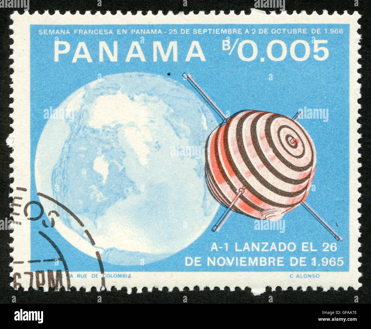 Panama, post mark,stamp,satellite Stock Photo - Alamy