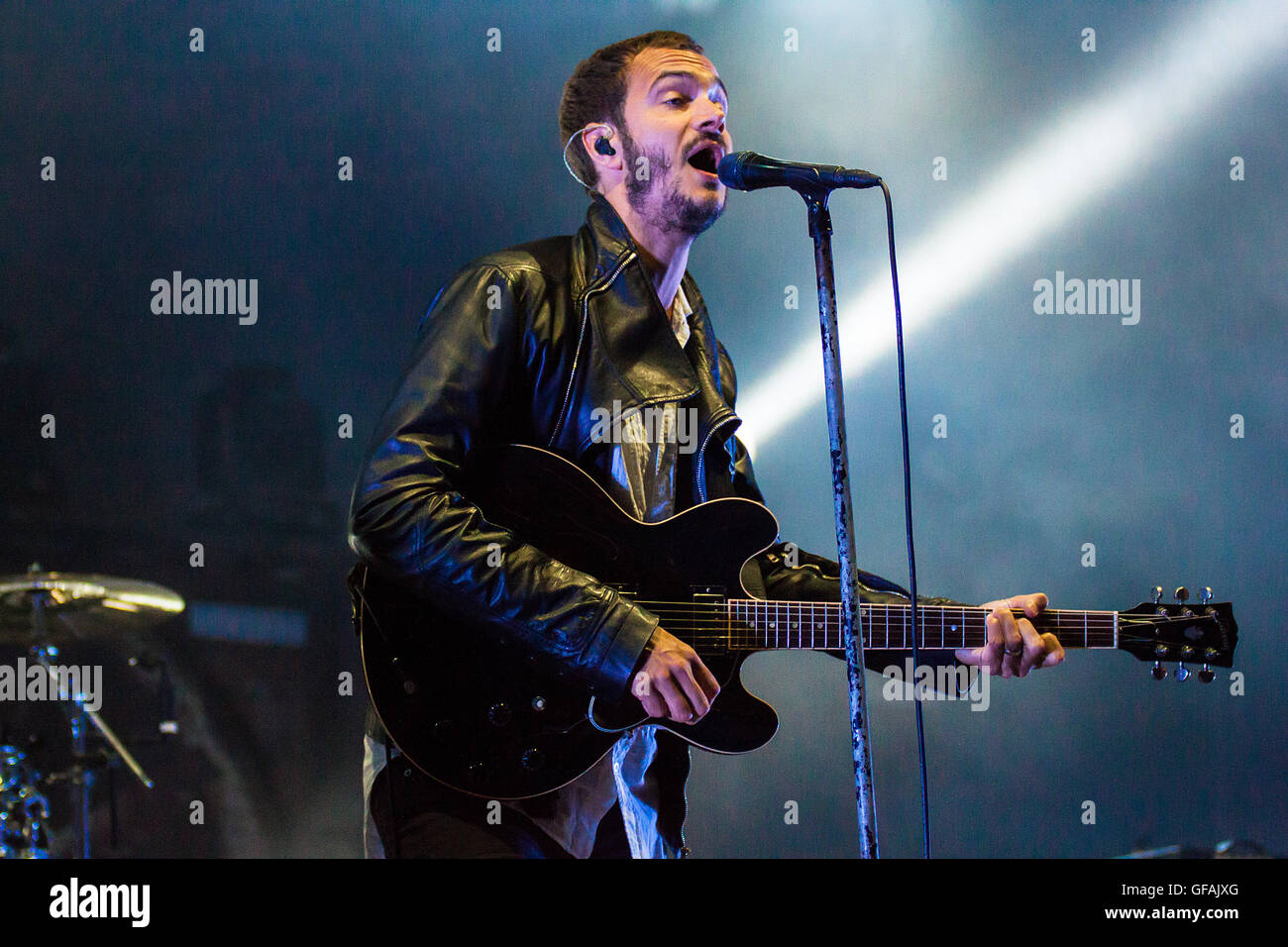 Tom Smith, lead singer of Editors, performing on the Main Stage at Y ...