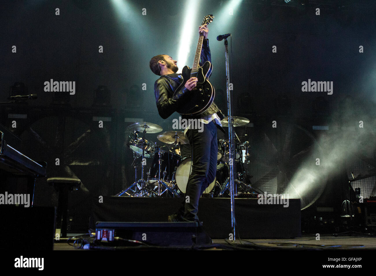 Tom Smith, lead singer of Editors, performing on the Main Stage at Y ...