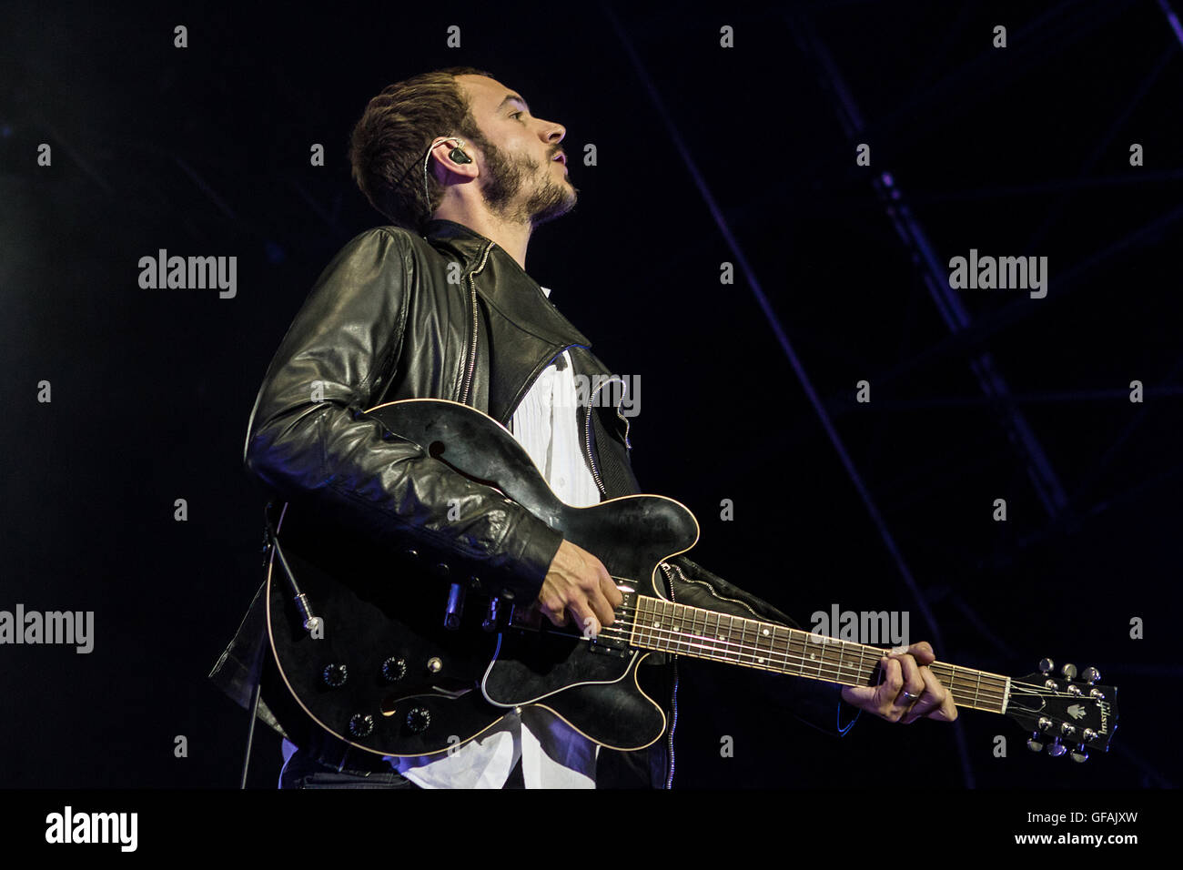 Tom Smith, lead singer of Editors, performing on the Main Stage at Y ...