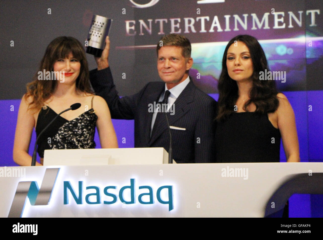 NEW YORK, NY-July 28: Kathryn Hahn, Robert Simonds, Mila Kunis at STX ...