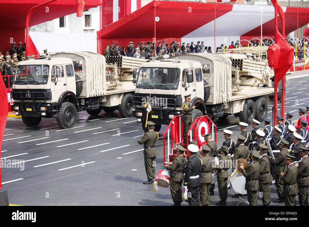 Lima, Peru. 29th July, 2016. Military vehicles are seen in the military ...