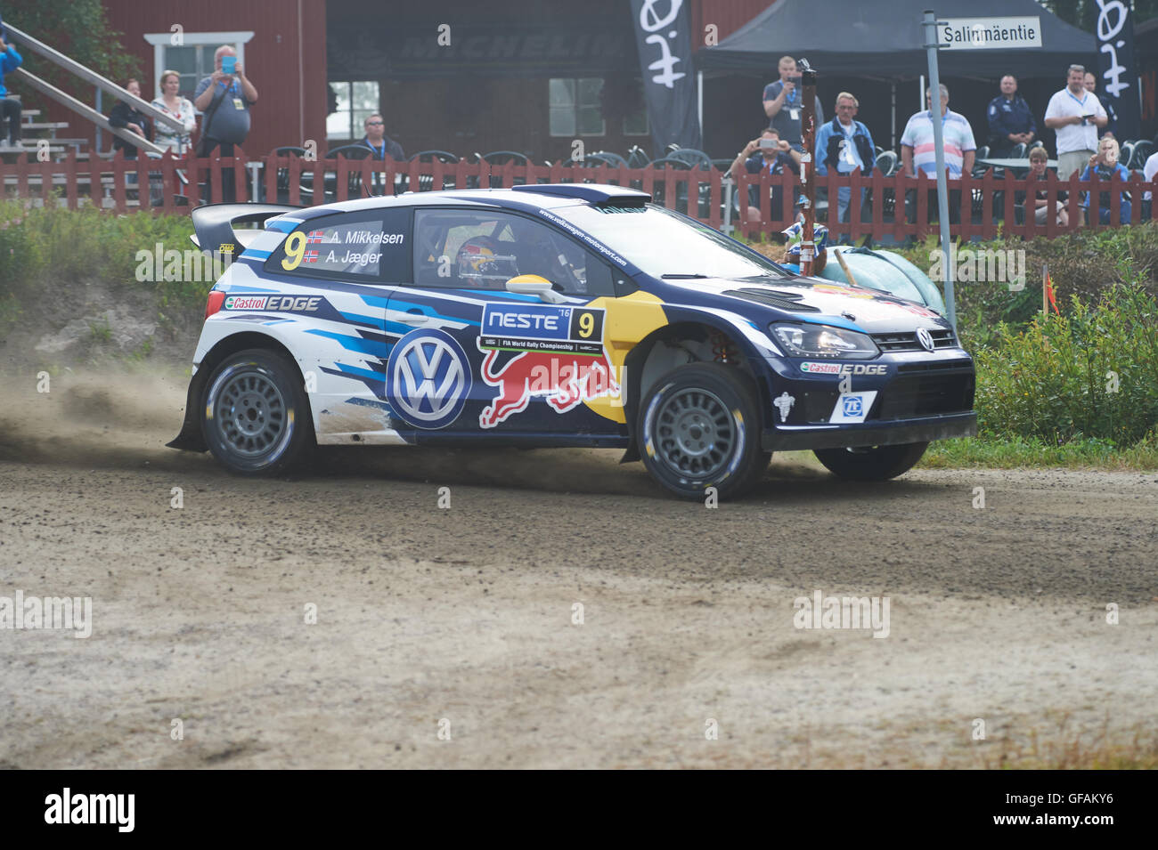 JYVÄSKYLÄ, FINLAND - JULY 30: Andreas Mikkelsen of Norway and Anders ...