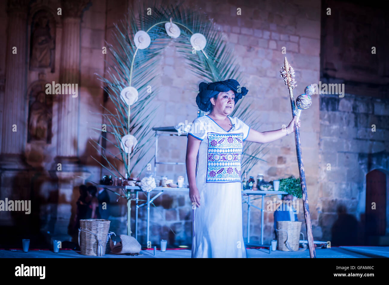 Mixtec indigenous ritual performance in front of the church of Santo ...